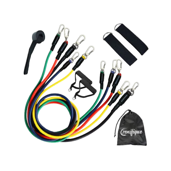 Sistem de antrenament fitness cu corzi extensibile, prinderi multiple ...